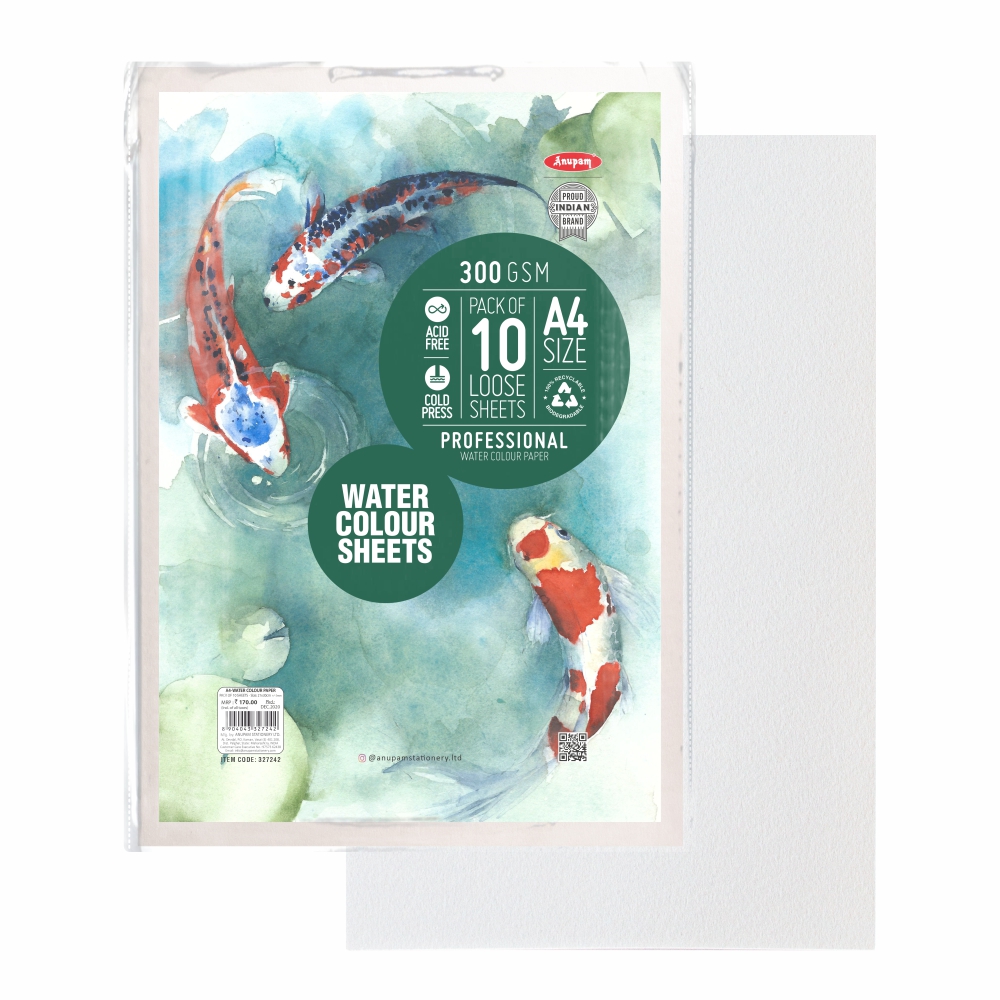 WATERCOLOUR 300GSM PAPER - A4 SIZE - 10 SHEETS PACK - Online Stationery ...